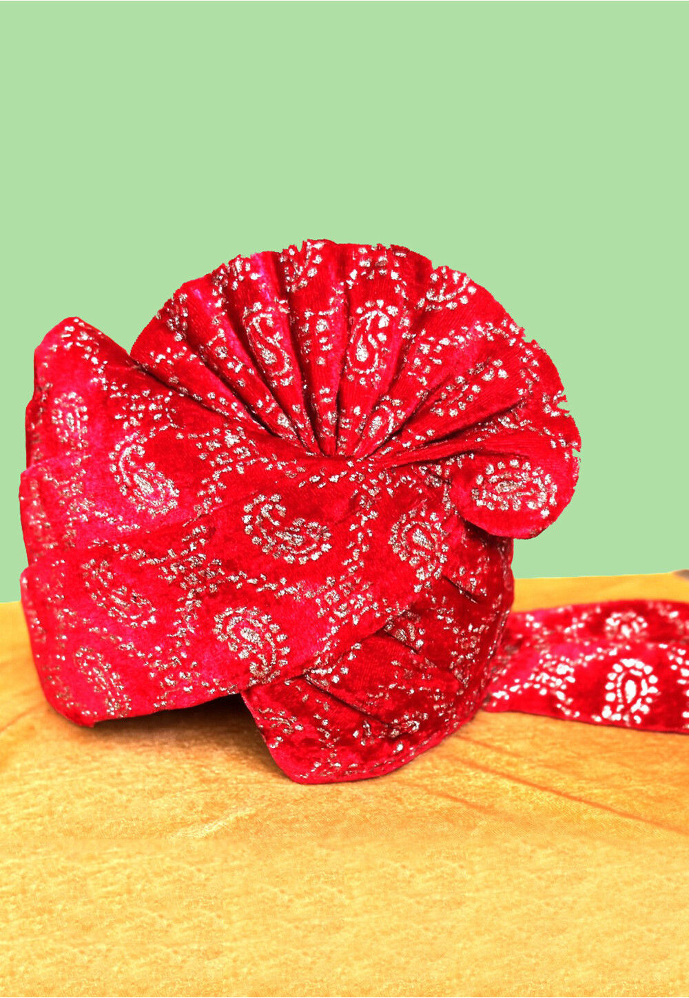 Buy Foil Printed Velvet Kids Turban in Red Online : UNJ2654 - Utsav Fashion