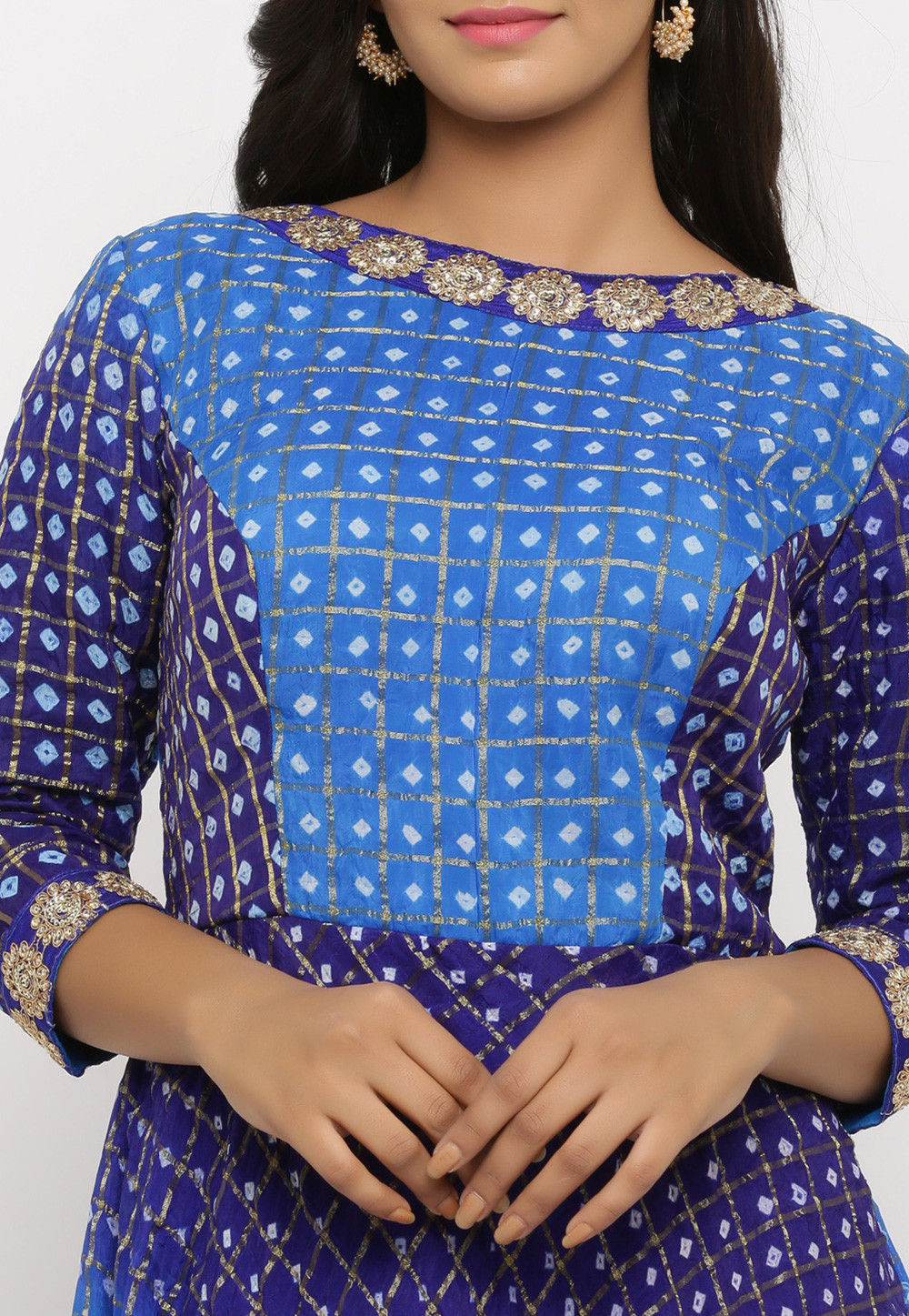 Buy Gharchola Ghatchola Silk Abaya Style Suit in Shaded Blue Online ...