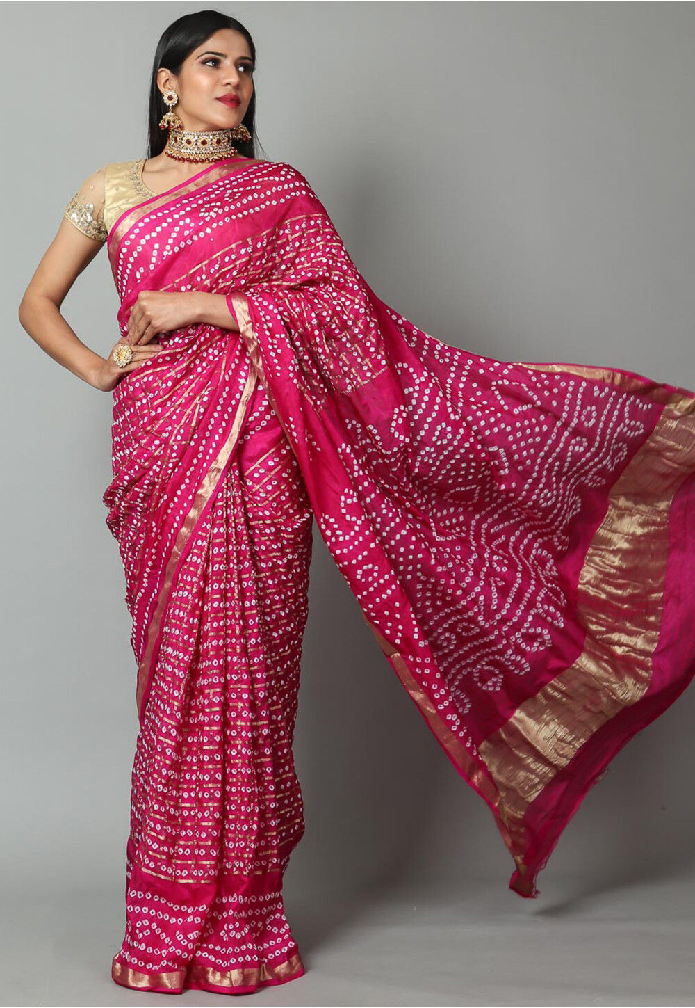 Buy Ghatchola Saree in Fuchsia Online : SNV110 - Utsav Fashion