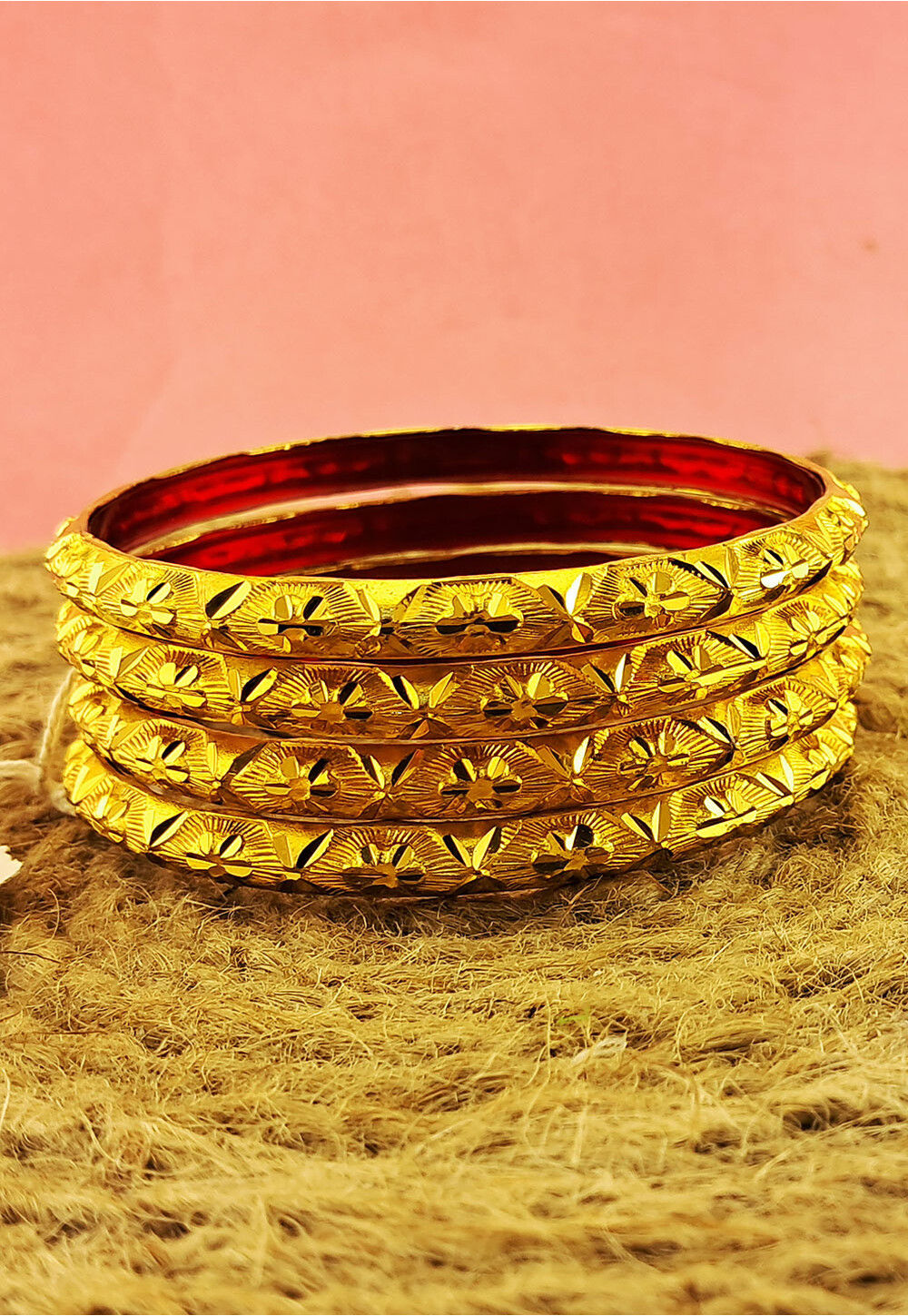 Buy Golden Polished Bangle Set Online : JVK8675 - Utsav Fashion