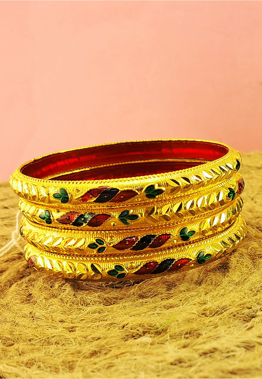 Buy Golden Polished Bangle Set Online : JVK8676 - Utsav Fashion