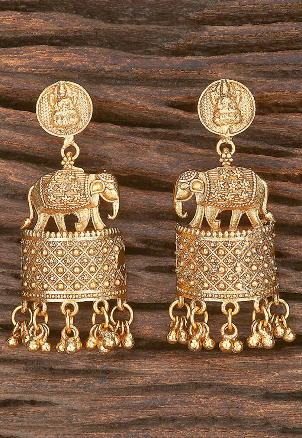 Buy Golden Polished Jhumka Style Earrings Online : JKC7624 - Utsav Fashion