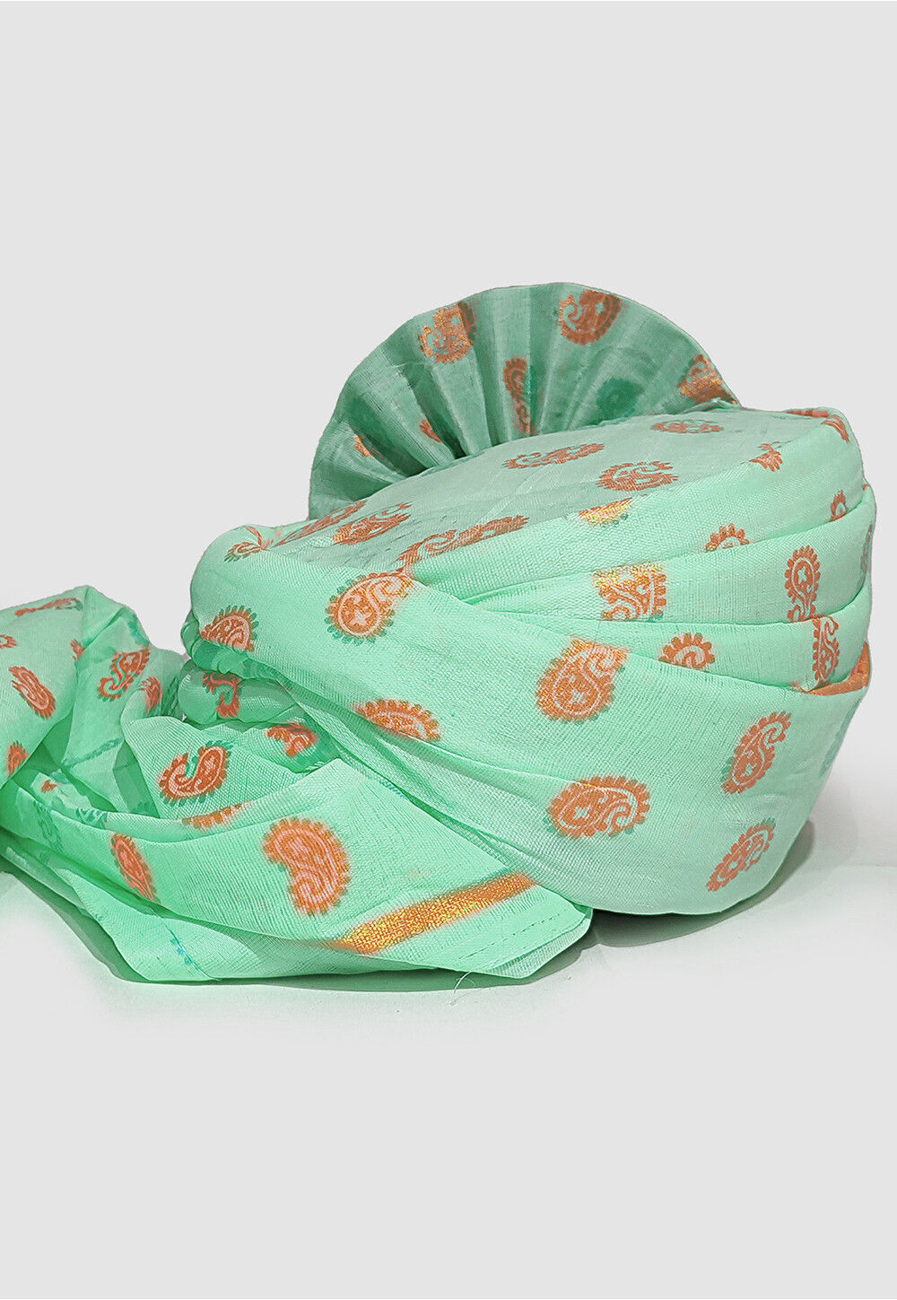Buy Golden Printed Cotton Turban in Sea Green Online : MTE1232 - Utsav ...