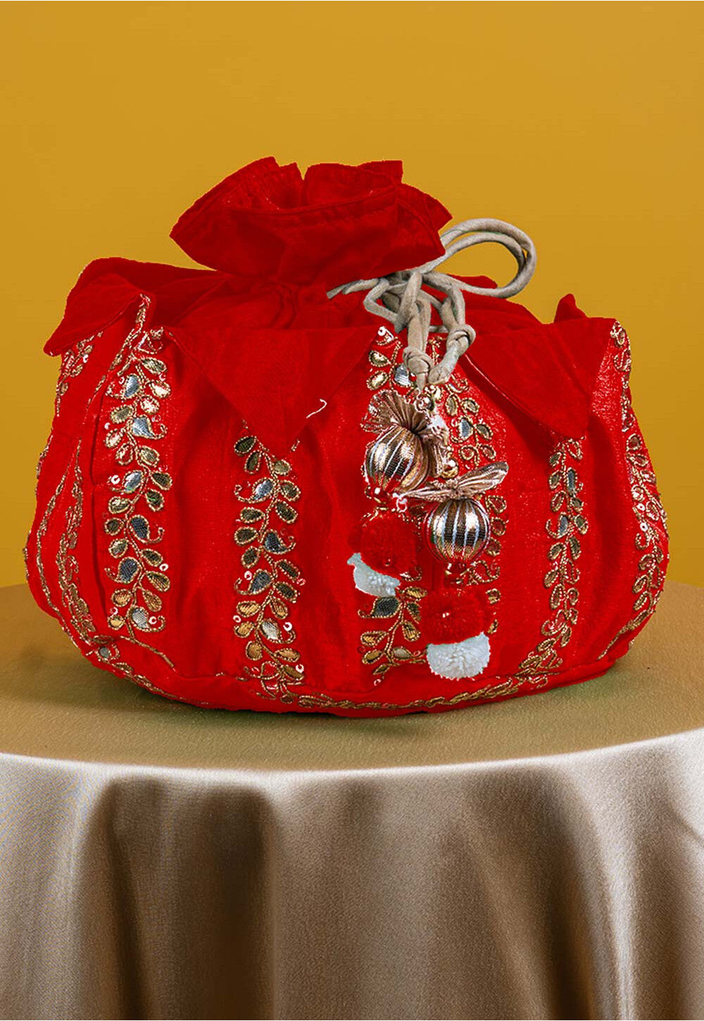Buy Gota Patti Art Silk Potli Bag in Red Online : DMQ296 - Utsav Fashion
