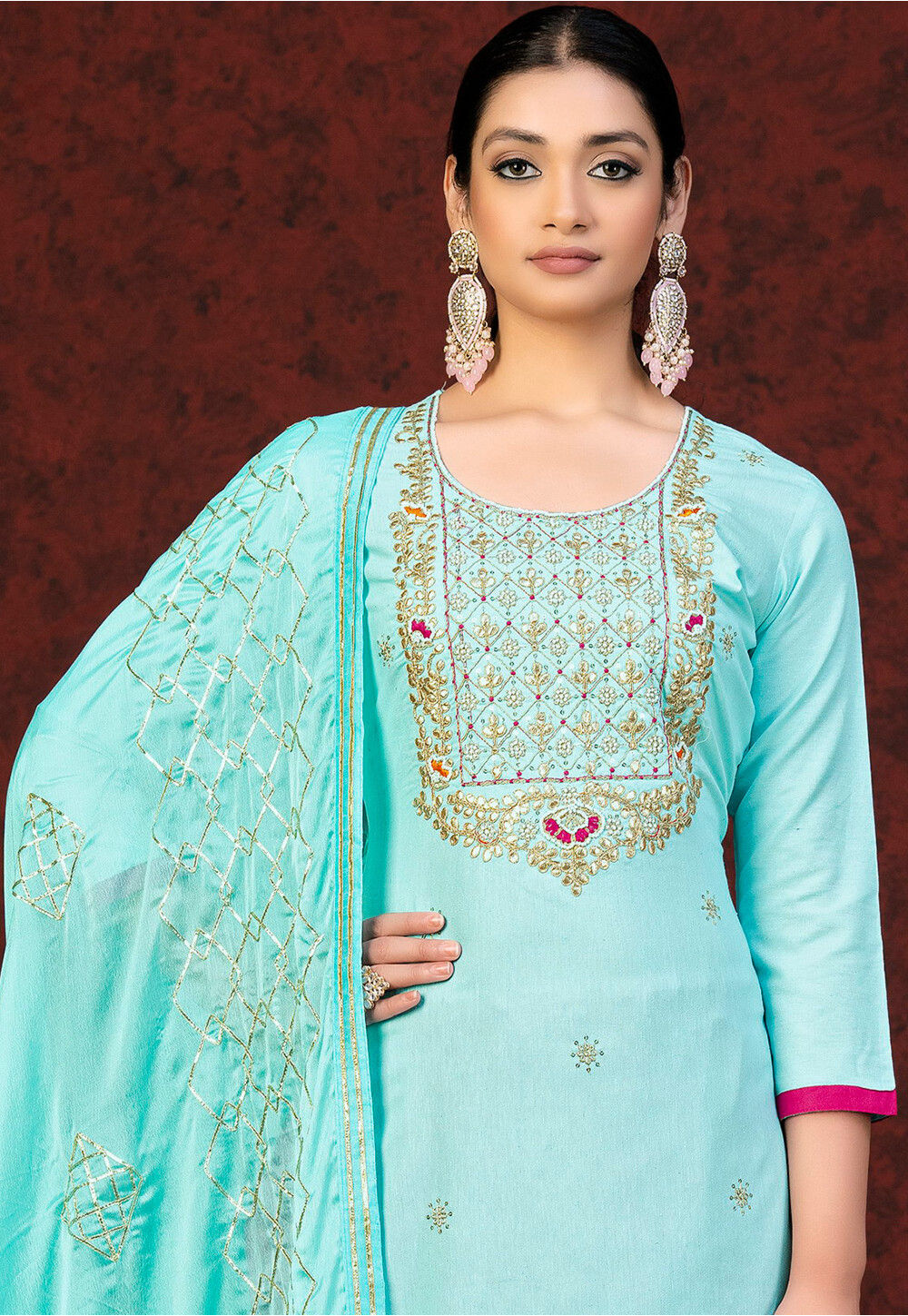 Buy Gota Patti Cotton Pakistani Suit in Light Blue Online : KYE2326 ...