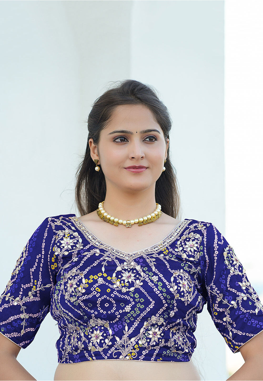 Buy Gota Patti Crepe Blouse in Royal Blue Online : DBU1072 - Utsav Fashion