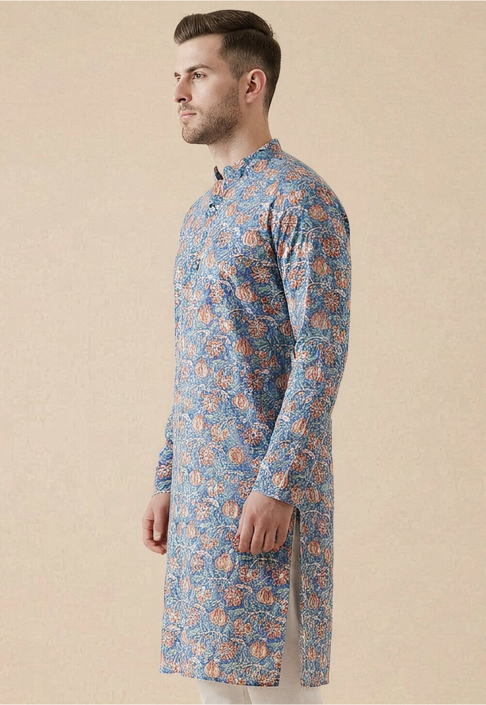 Buy Hand Block Printed Cotton Kurta in Blue Online : MTE2873 - Utsav ...
