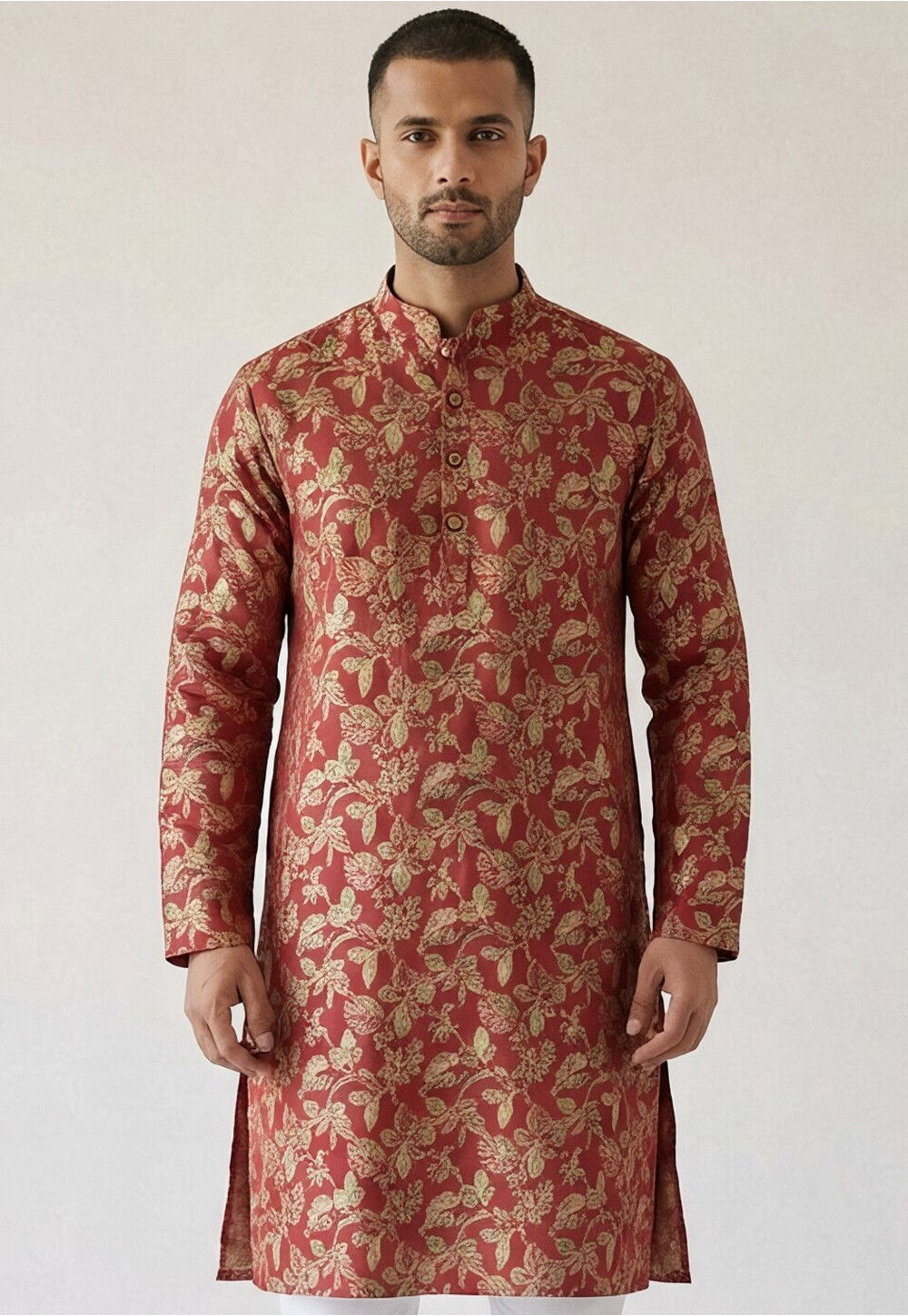 Buy Hand Block Printed Cotton Kurta in Rust Online : MTE2879 - Utsav ...