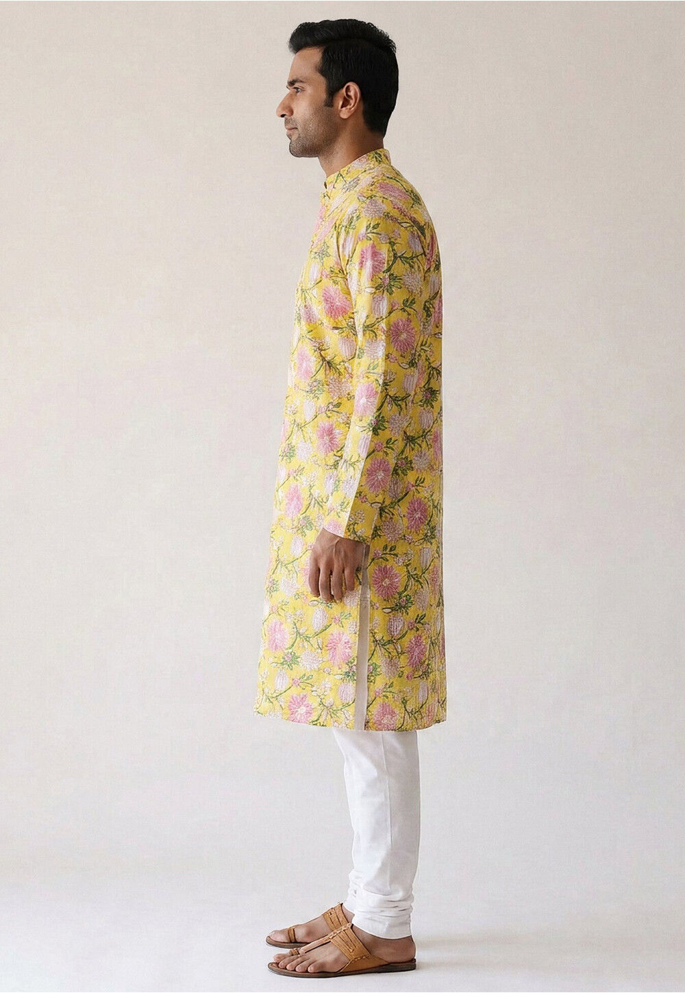 Buy Hand Block Printed Cotton Kurta Set in Yellow Online : MTE2896 ...