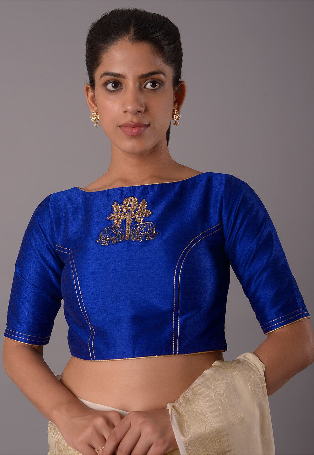 Buy Hand Embroidered Art Silk Blouse in Royal Blue Online : UAC272 ...