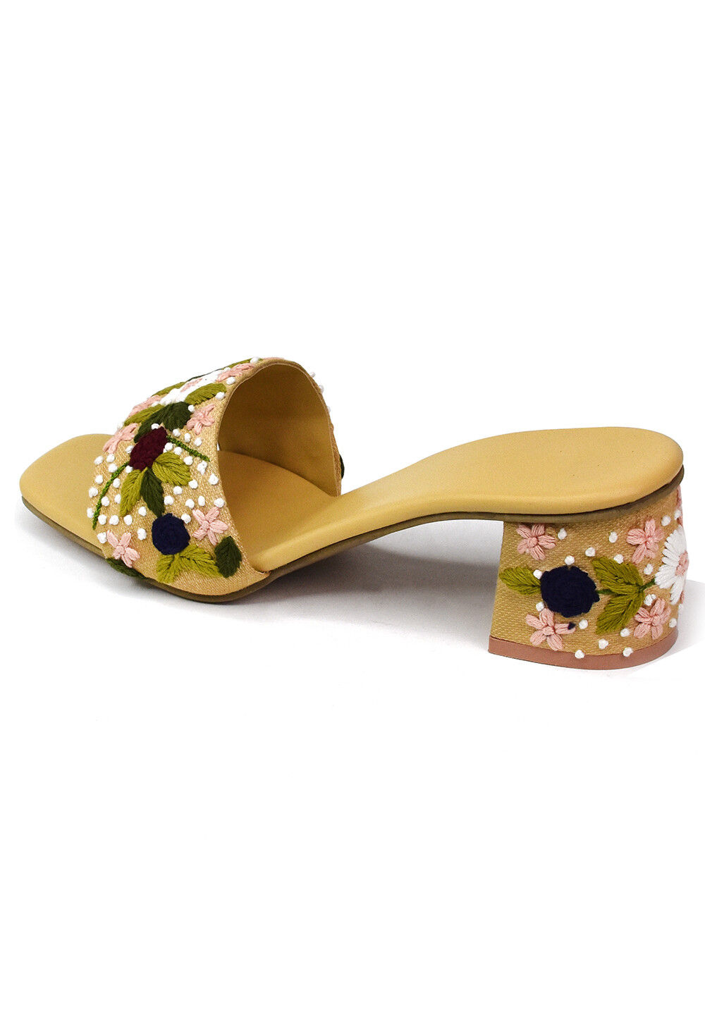 Buy Hand Embroidered Art Silk Heels in Beige Online : DBL157 - Utsav ...