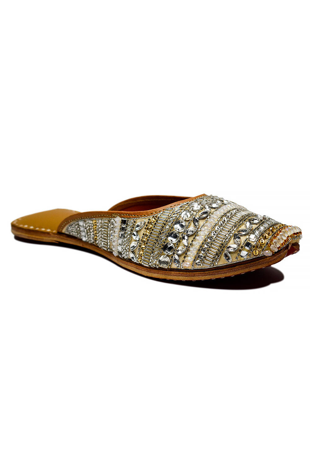 Buy Hand Embroidered Art Silk Mules in Yellow and White Online : DBL163 ...