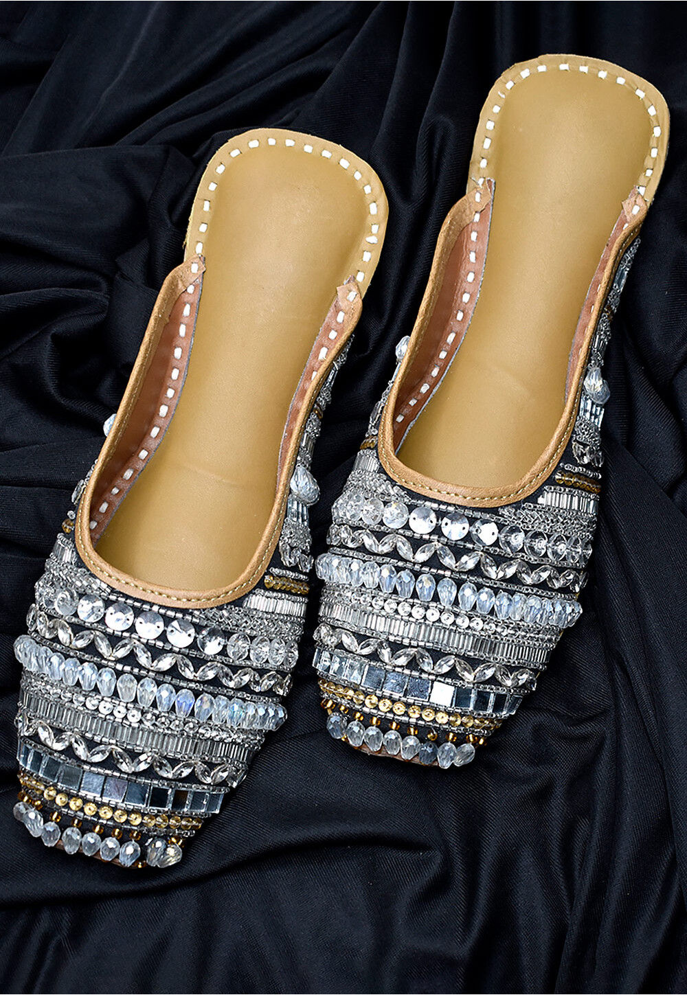 Buy Hand Embroidered Art Silk Mules in Yellow and White Online : DBL163 ...