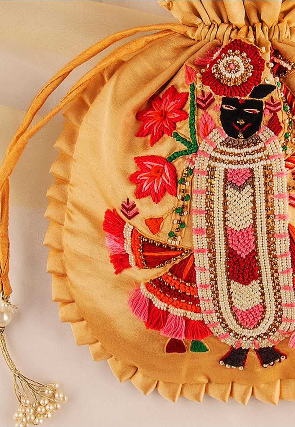 Buy Hand Embroidered Art Silk Potli Bag in Beige Online : DMQ190 ...