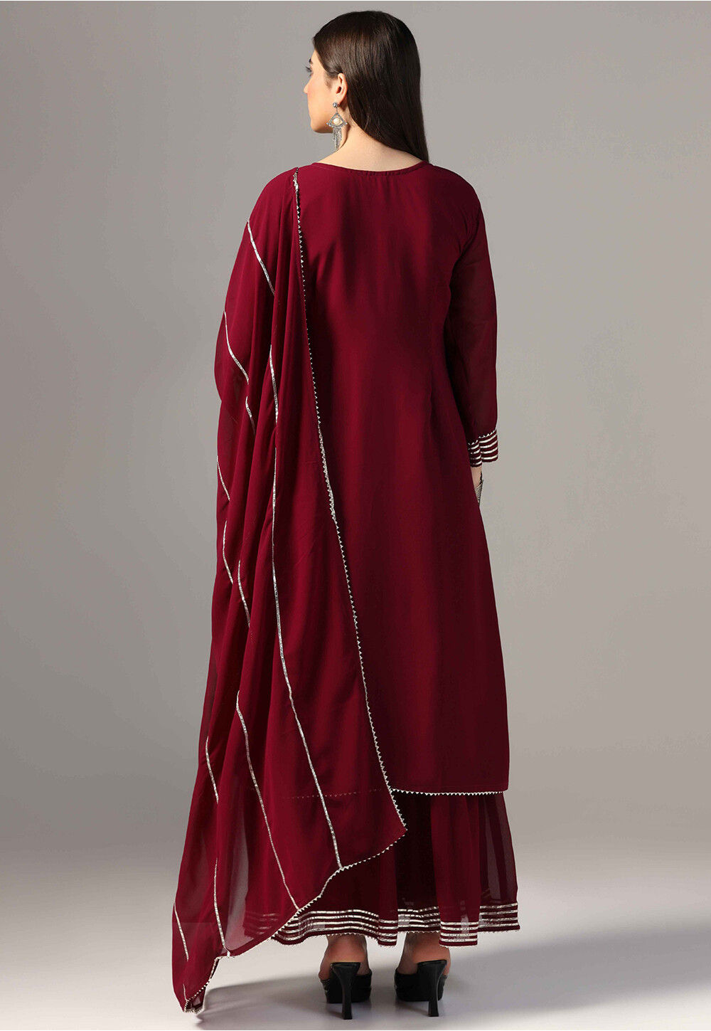 Buy Hand Embroidered Georgette Pakistani Suit in Maroon Online : KCJ315 ...