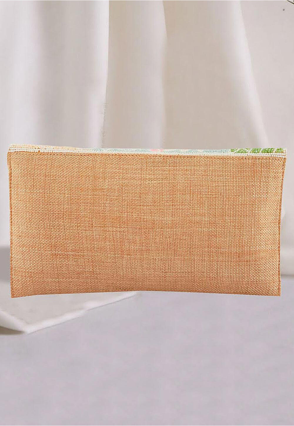 Buy Hand Embroidered Jute Flap Clutch Bag in Beige Online : DRS46 - Utsav Fashion