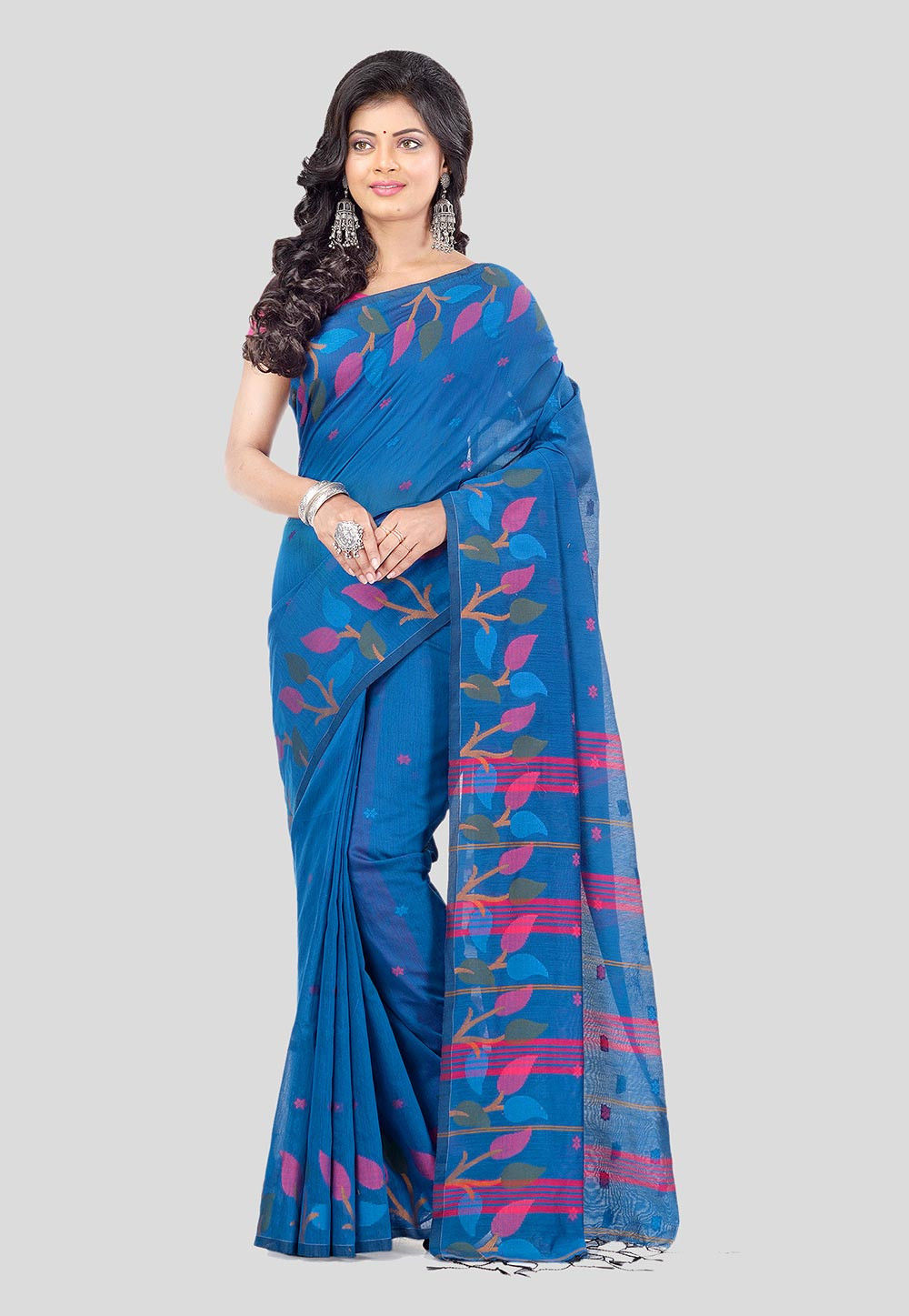 Buy Handloom Cotton Silk Saree in Blue Online : SUUA309 - Utsav Fashion
