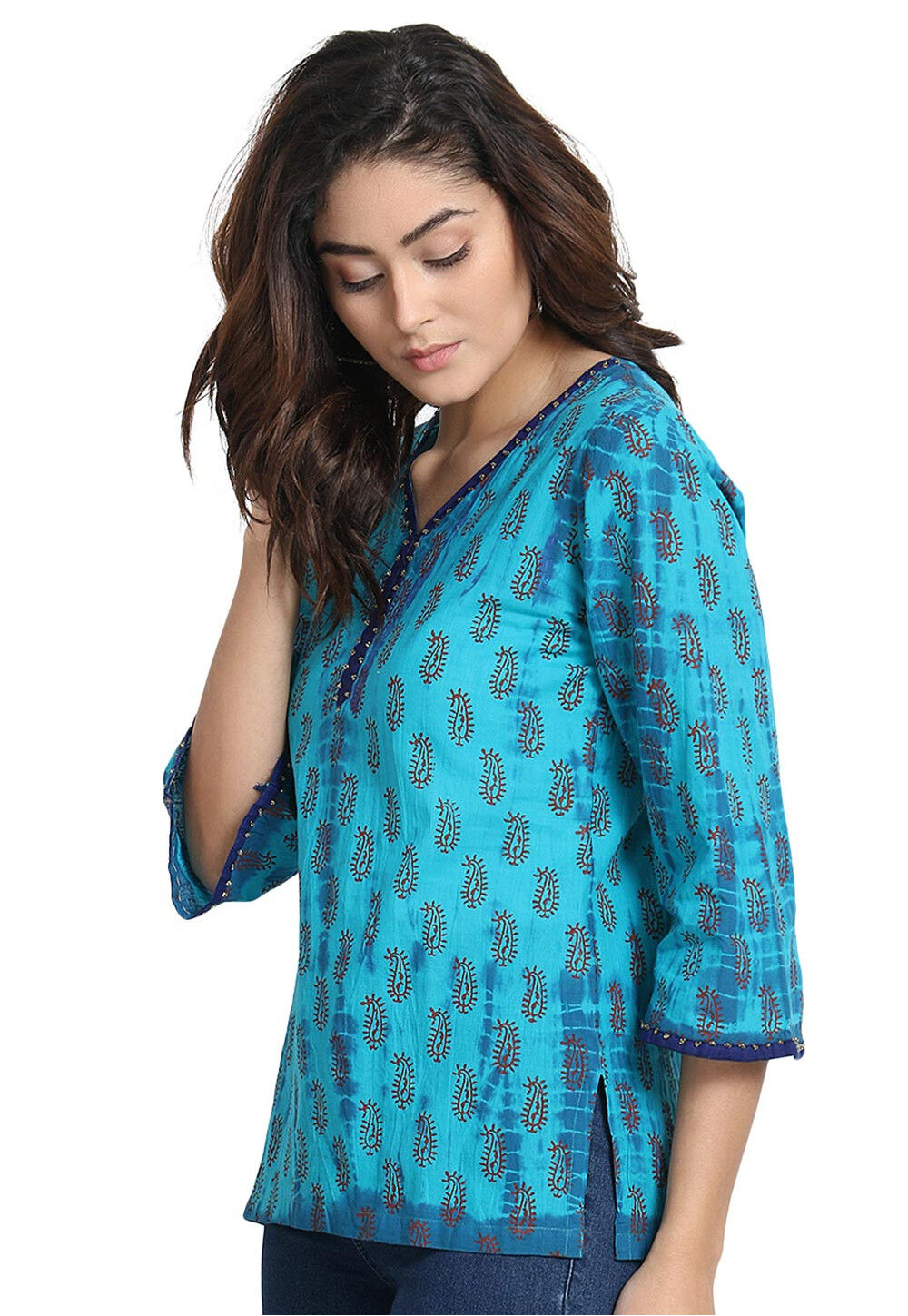 Buy Handloom Pure Cotton Top in Blue Online : TCY199 - Utsav Fashion