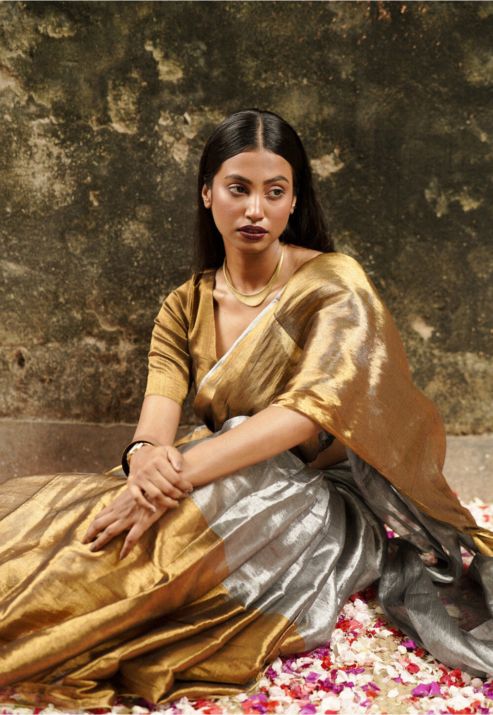 Buy Handloom Tissue Shimmer Saree in Silver and Bronze Online : SEG82 ...