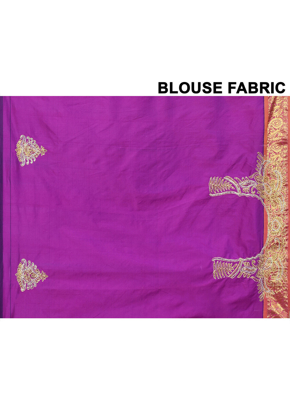 Buy Kanchipuram Pure Silk Two Part Saree in Orange and Purple Online ...