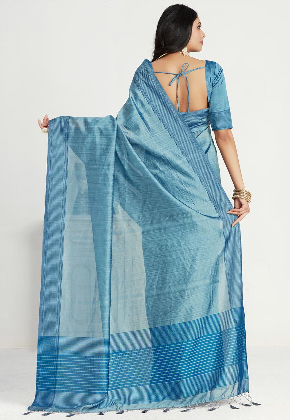 Buy Kanchipuram Saree in Light Blue Online : SNGA5262 - Utsav Fashion