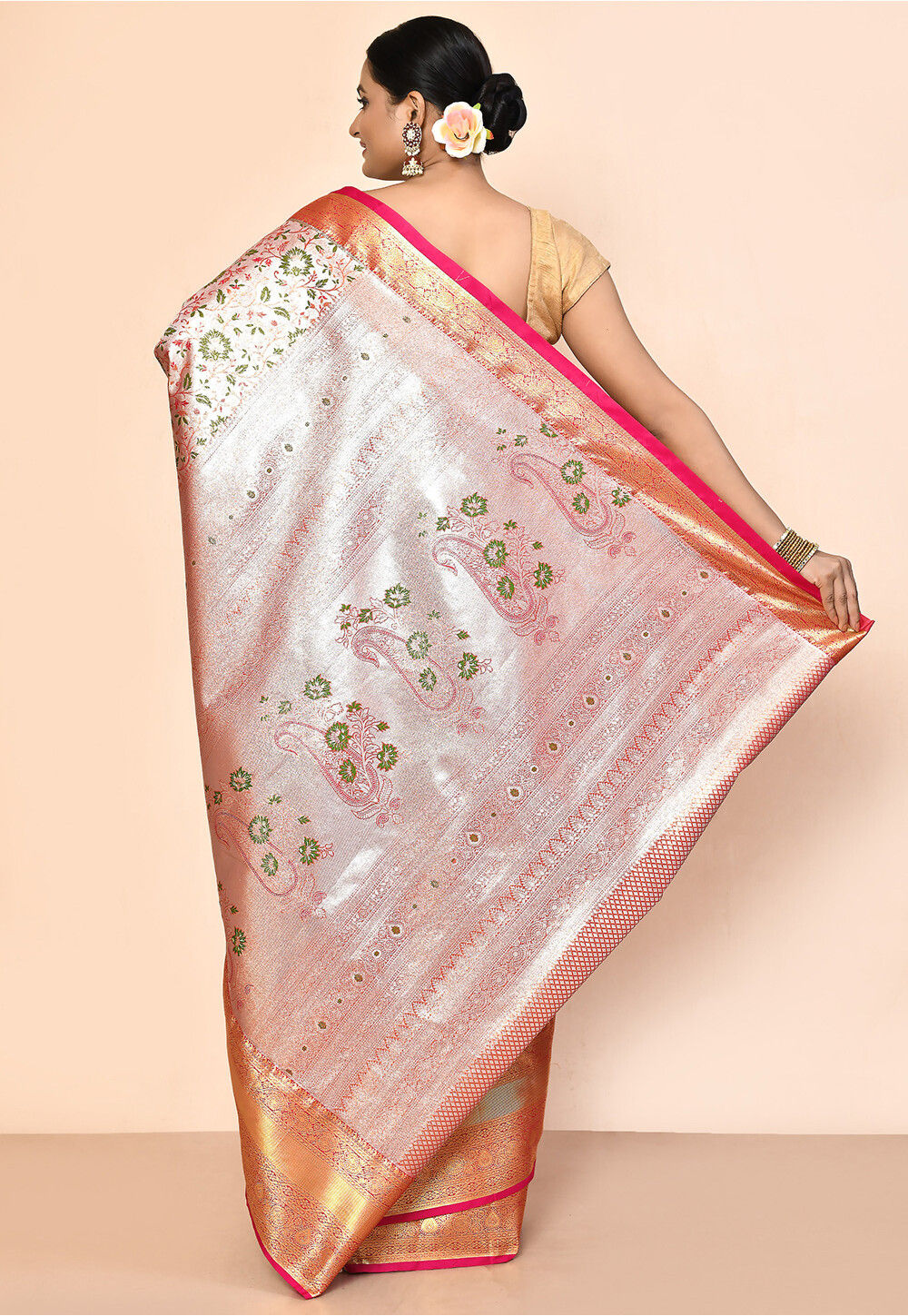 Buy Kanchipuram Saree in Silver Online : SYJA72 - Utsav Fashion