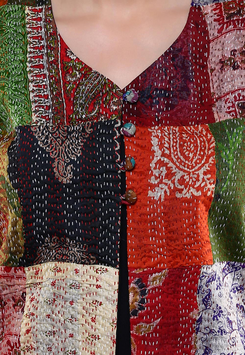Buy Kantha Embroidered Pure Silk Jacket in Multicolor Online : TXL52 ...