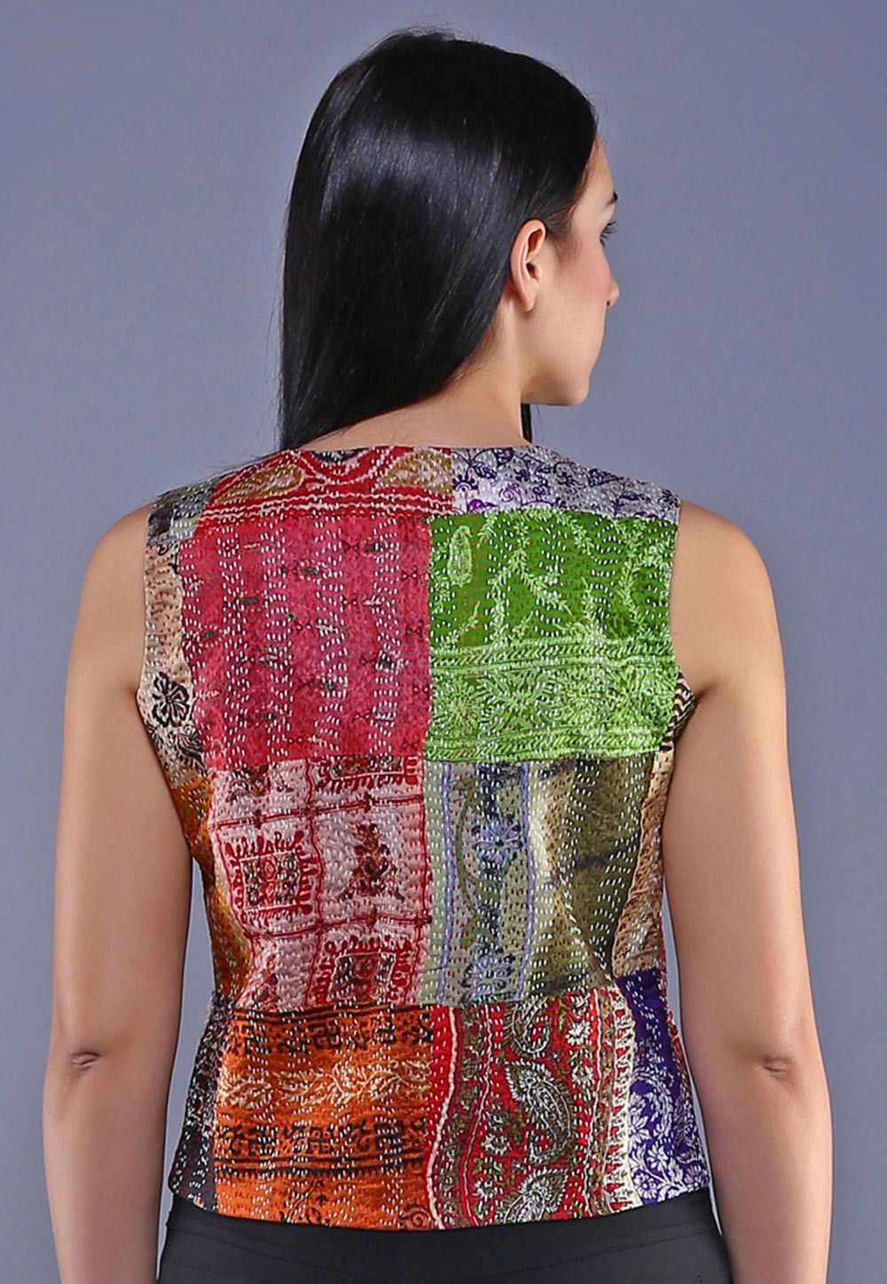 Buy Kantha Embroidered Pure Silk Jacket in Multicolor Online : TXL52 ...