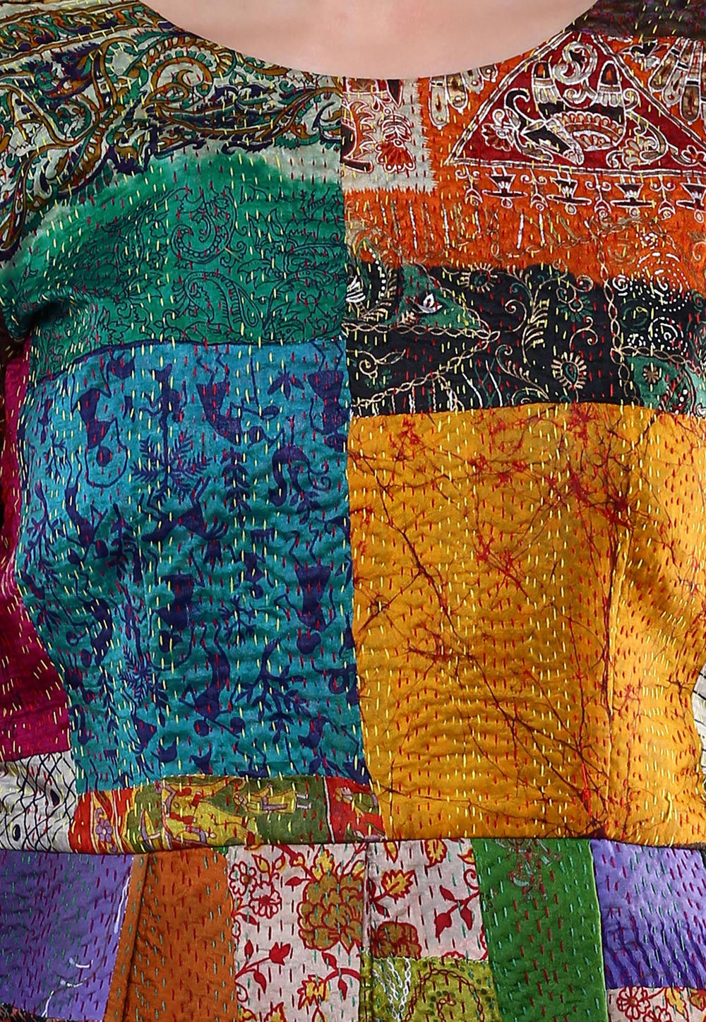 Buy Kantha Embroidered Pure Silk Top in Multicolor Online : TXL53 ...