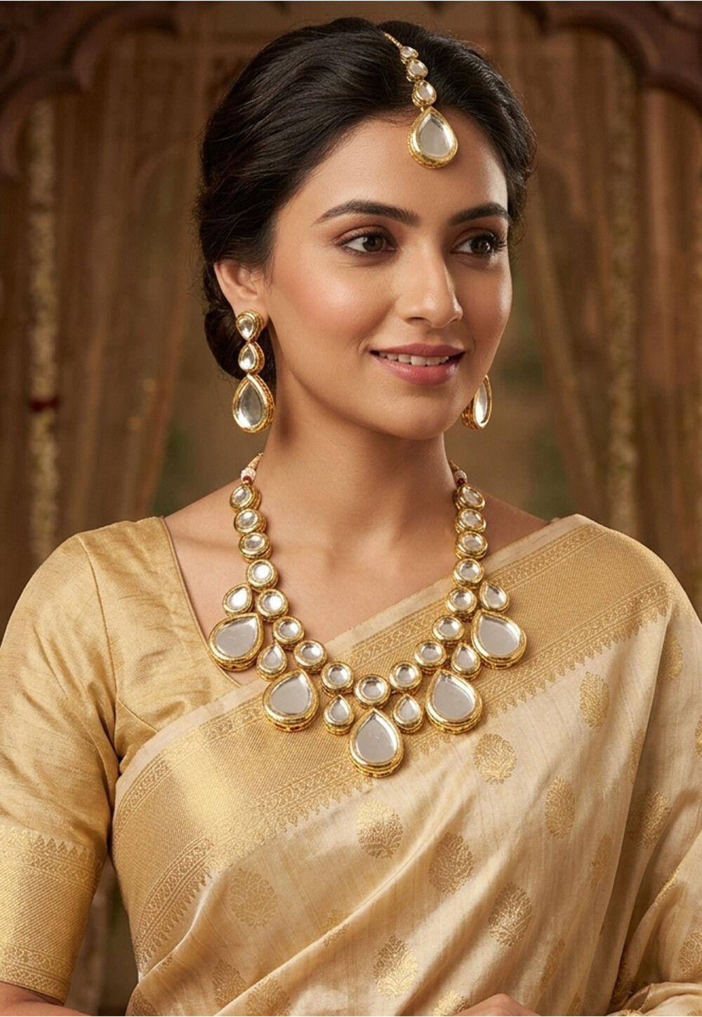 Buy Kundan Studded Necklace Set Online : JMY2174 - Utsav Fashion