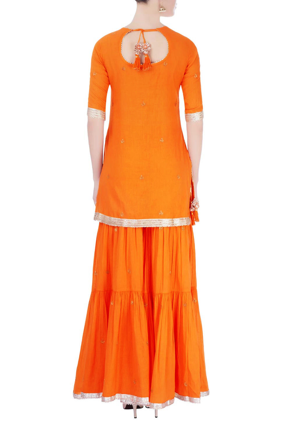 Buy Plain Cotton Sharara Lehenga in Orange Online : LBE3 - Utsav Fashion