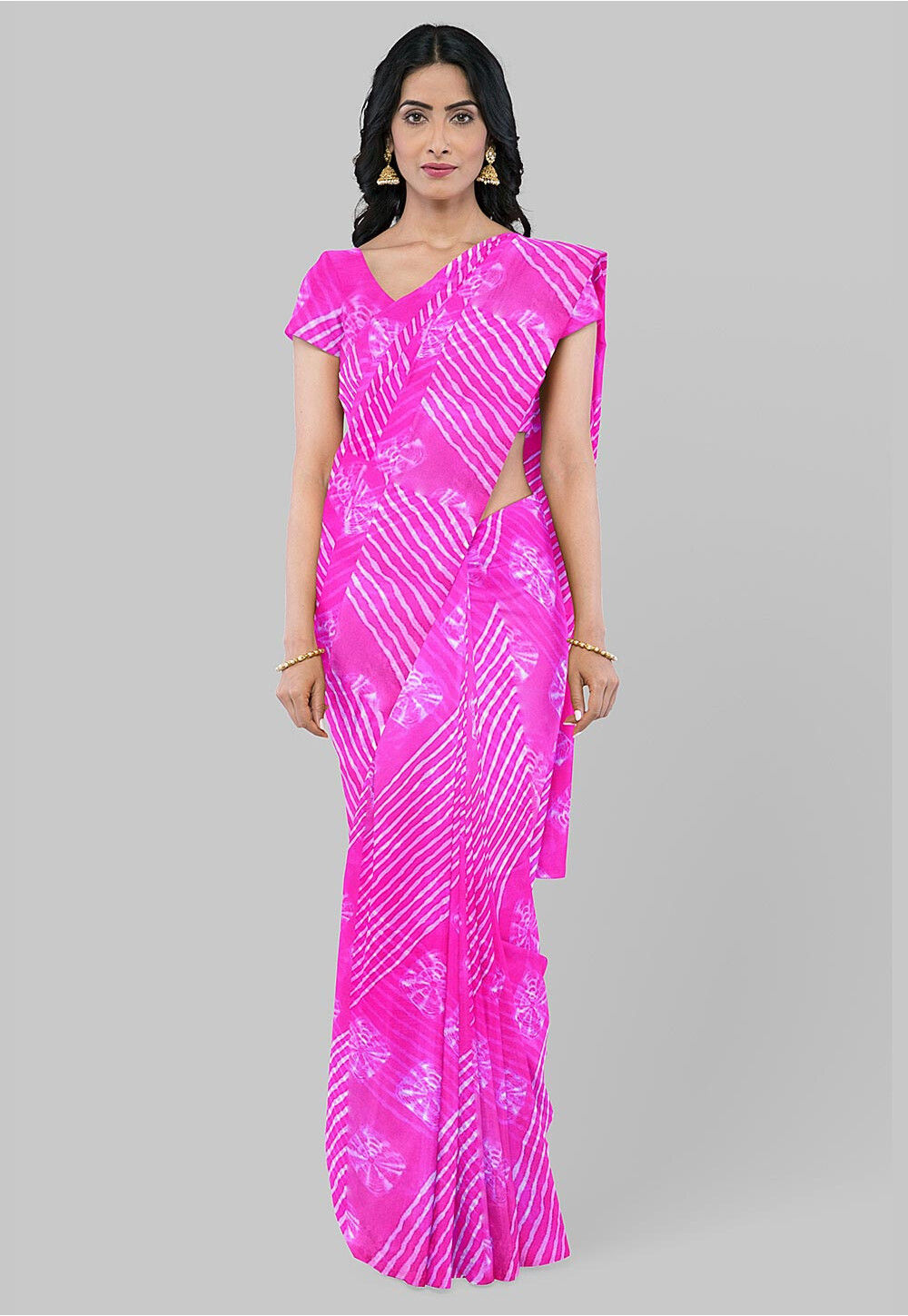 Buy Leheriya Printed Georgette Saree in Pink Online : SJN7536 - Utsav ...