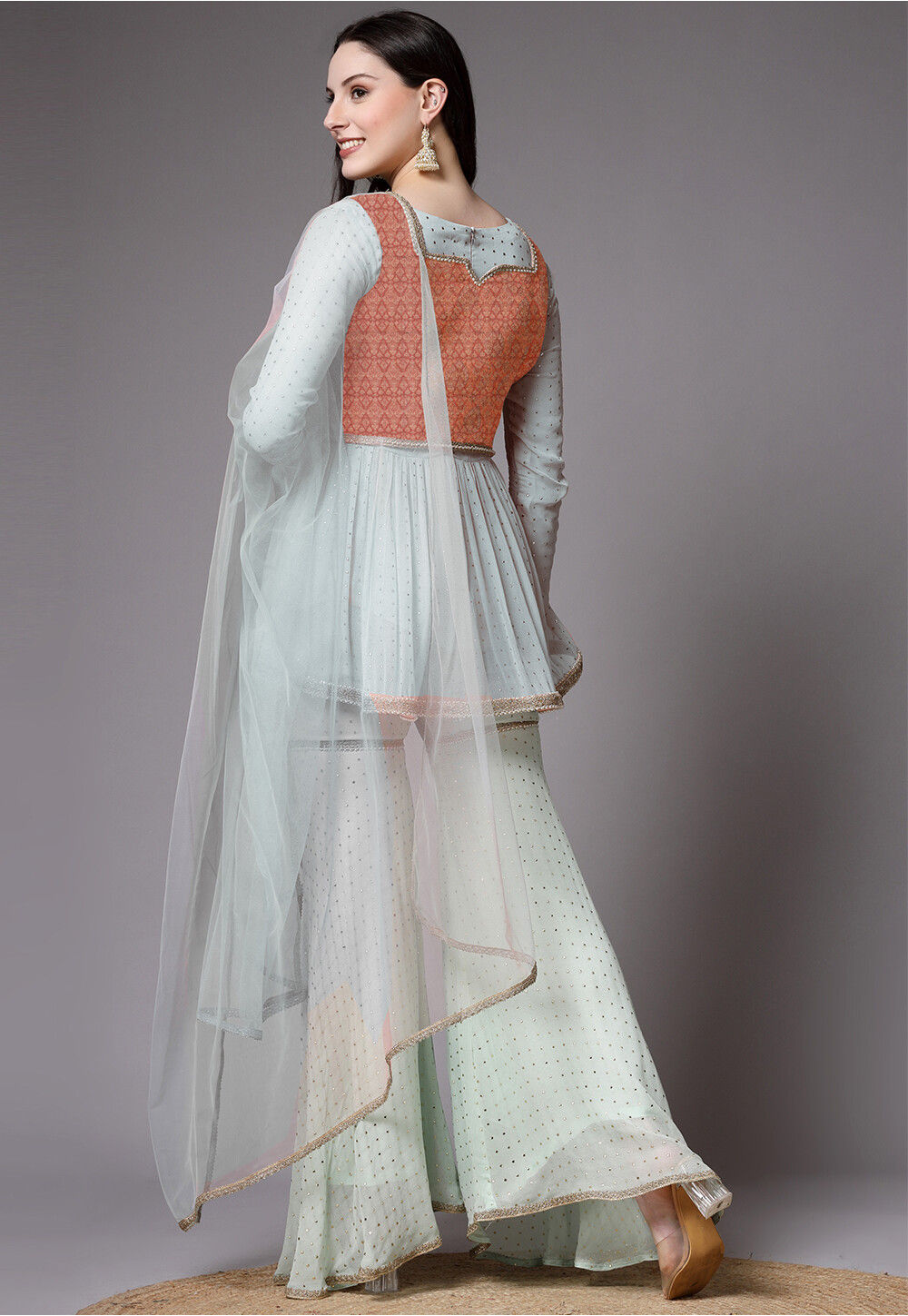 Buy Mukesh Embroidered Georgette Pakistani Suit in Sky Blue Online ...