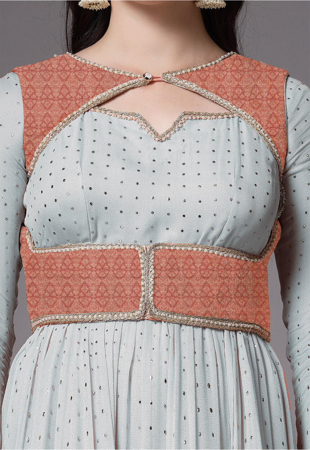 Buy Mukesh Embroidered Georgette Pakistani Suit in Sky Blue Online ...