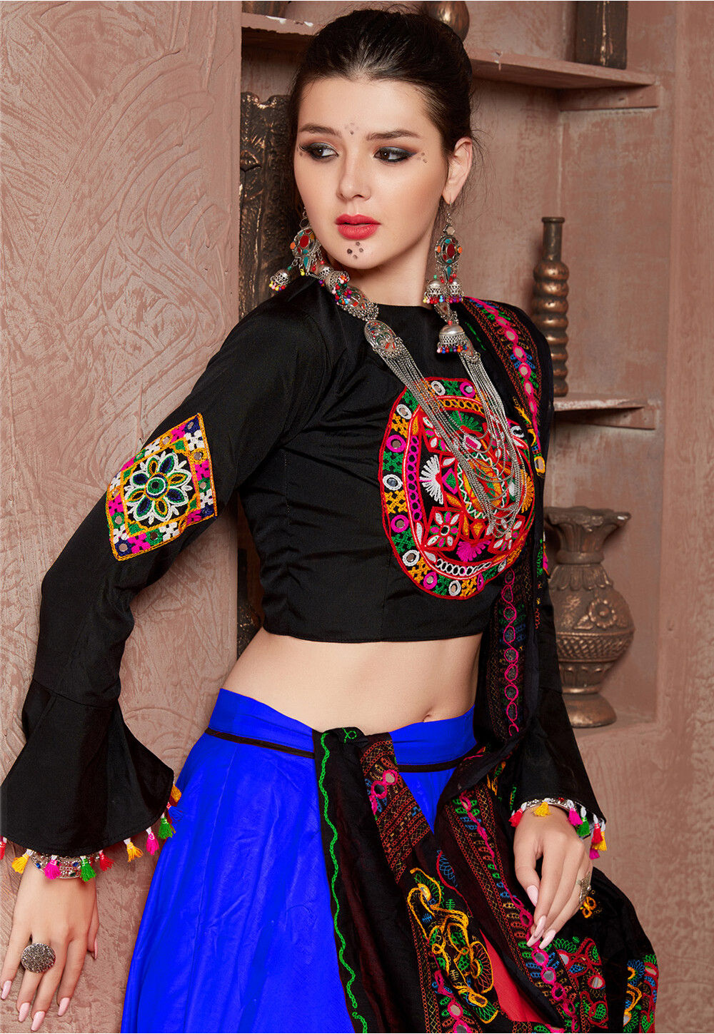 Buy Navratri Special Art Silk Lehenga in Royal Blue Online : LRQ323 ...