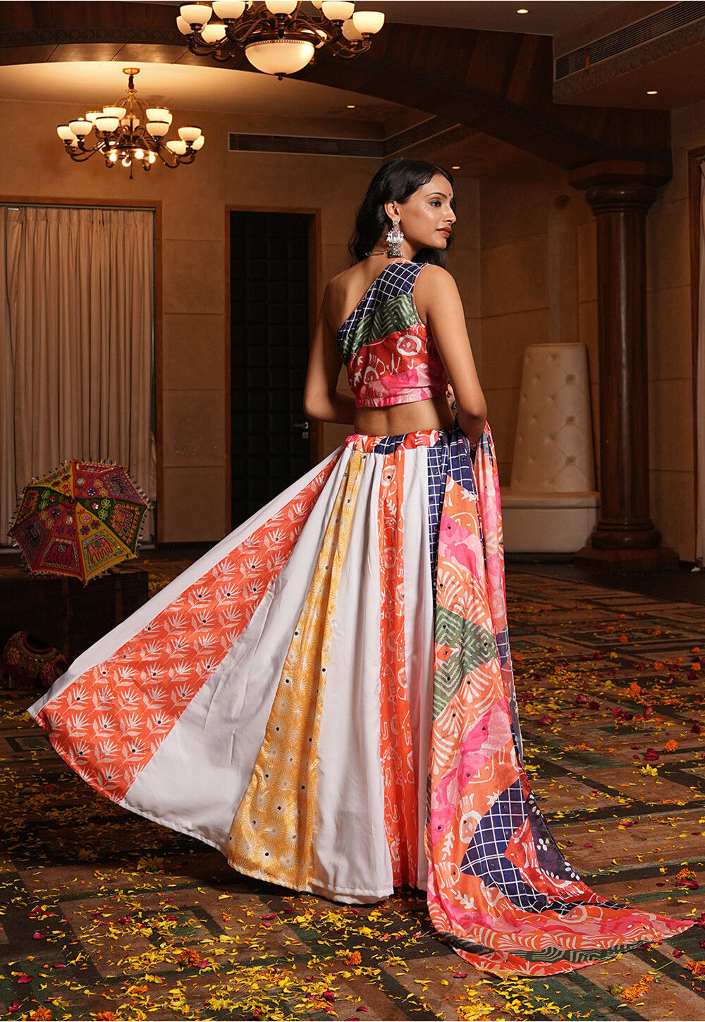 Buy Navratri Special Crepe Lehenga in Off White Online : LJA459 - Utsav ...
