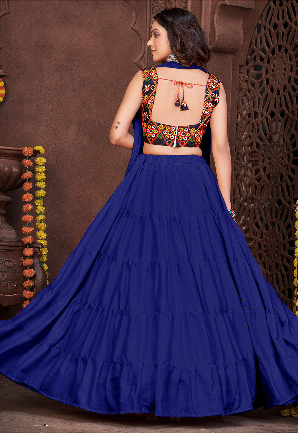 Buy Navratri Special Crepe Lehenga in Royal Blue Online : LJA437 ...