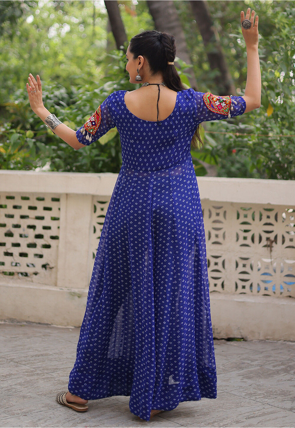 Buy Navratri Special Georgette Front Slit Kurta in Royal Blue Online ...