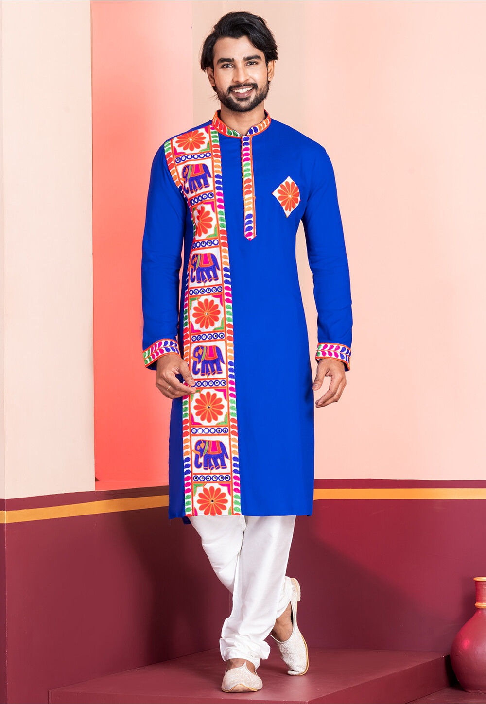 Buy Navratri Special Rayon Kurta Set in Royal Blue Online : MDW2092 ...