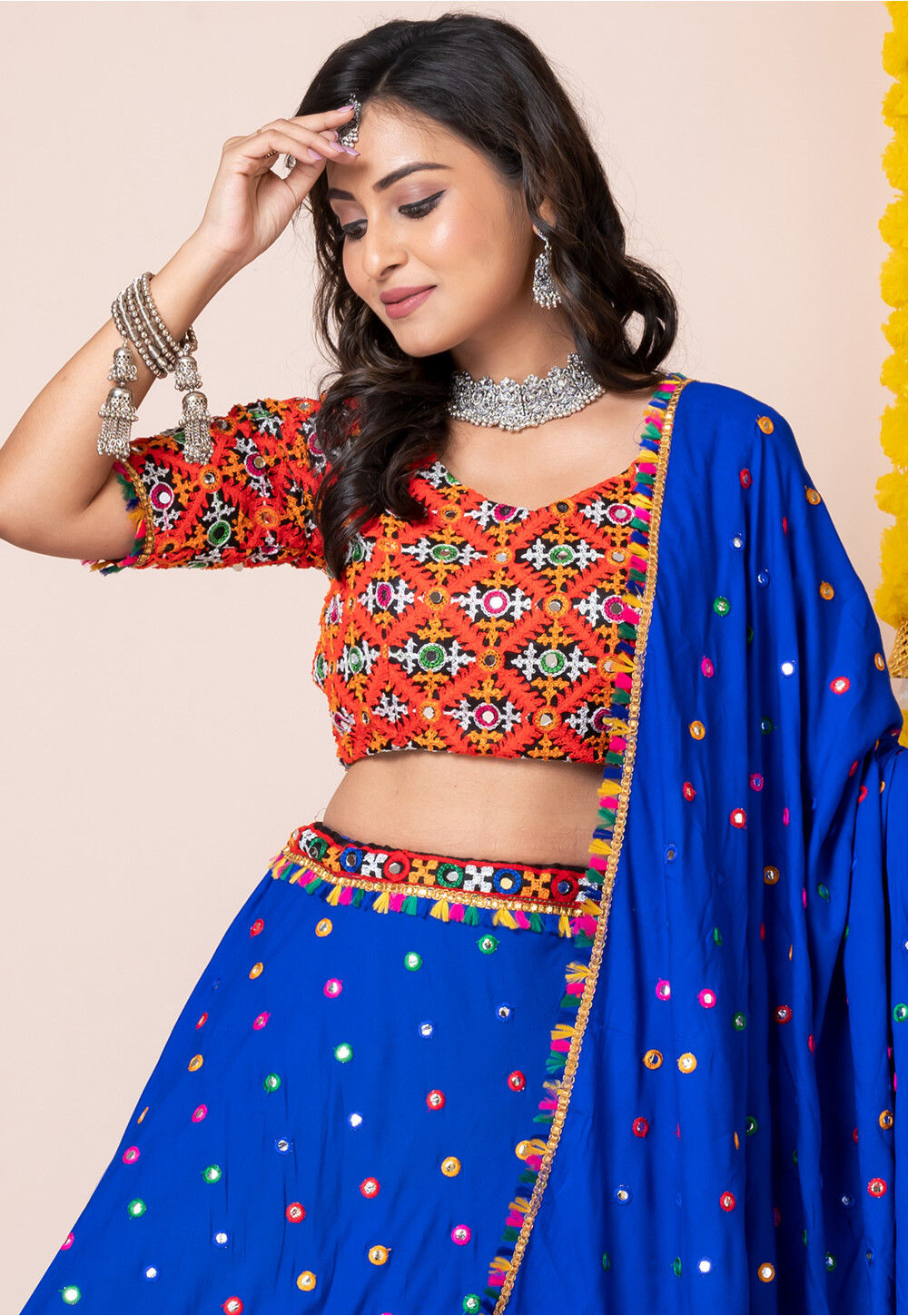 Buy Navratri Special Rayon Lehenga in Royal Blue Online : LUF3370 ...