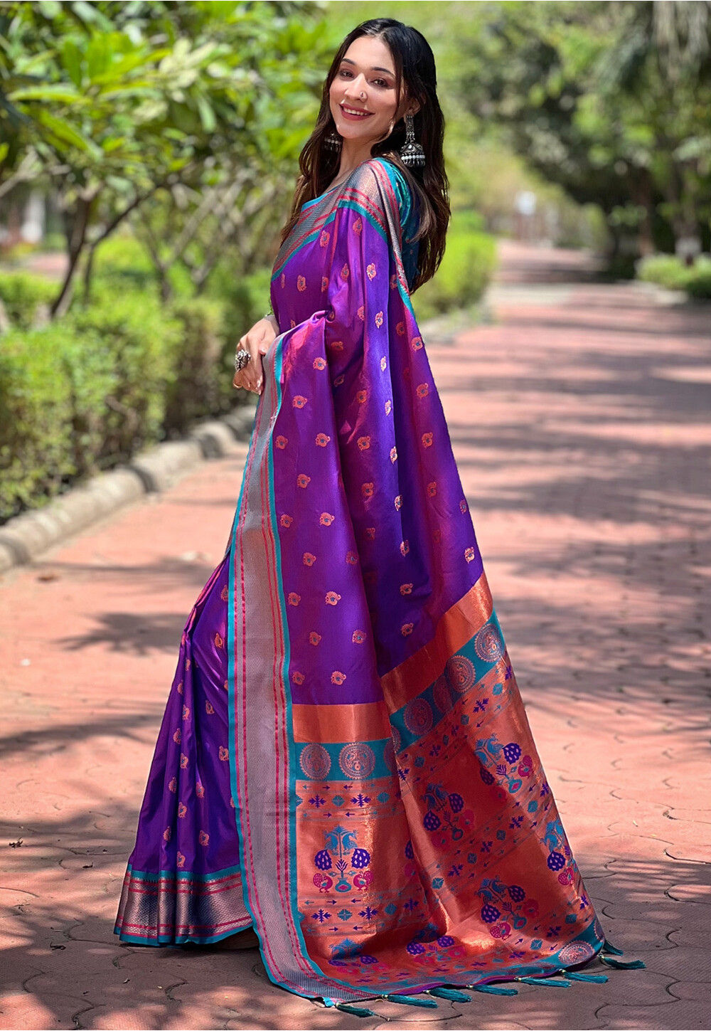 Buy Paithani Art Paithani Silk Saree in Purple Online : SPF12283 ...