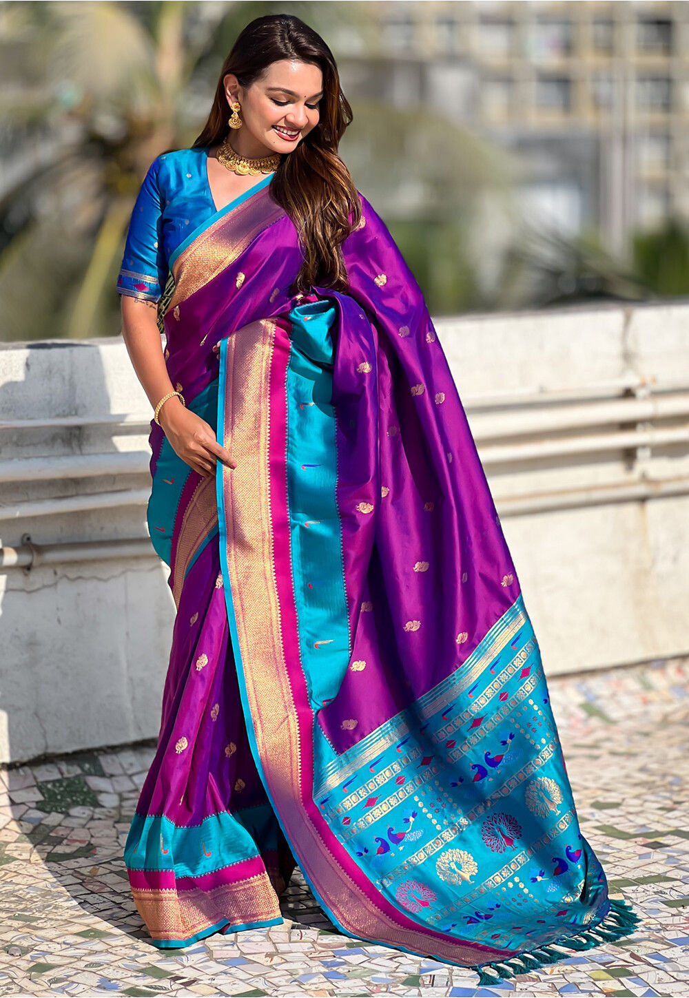Buy Paithani Saree in Violet Online : SPF14526 - Utsav Fashion