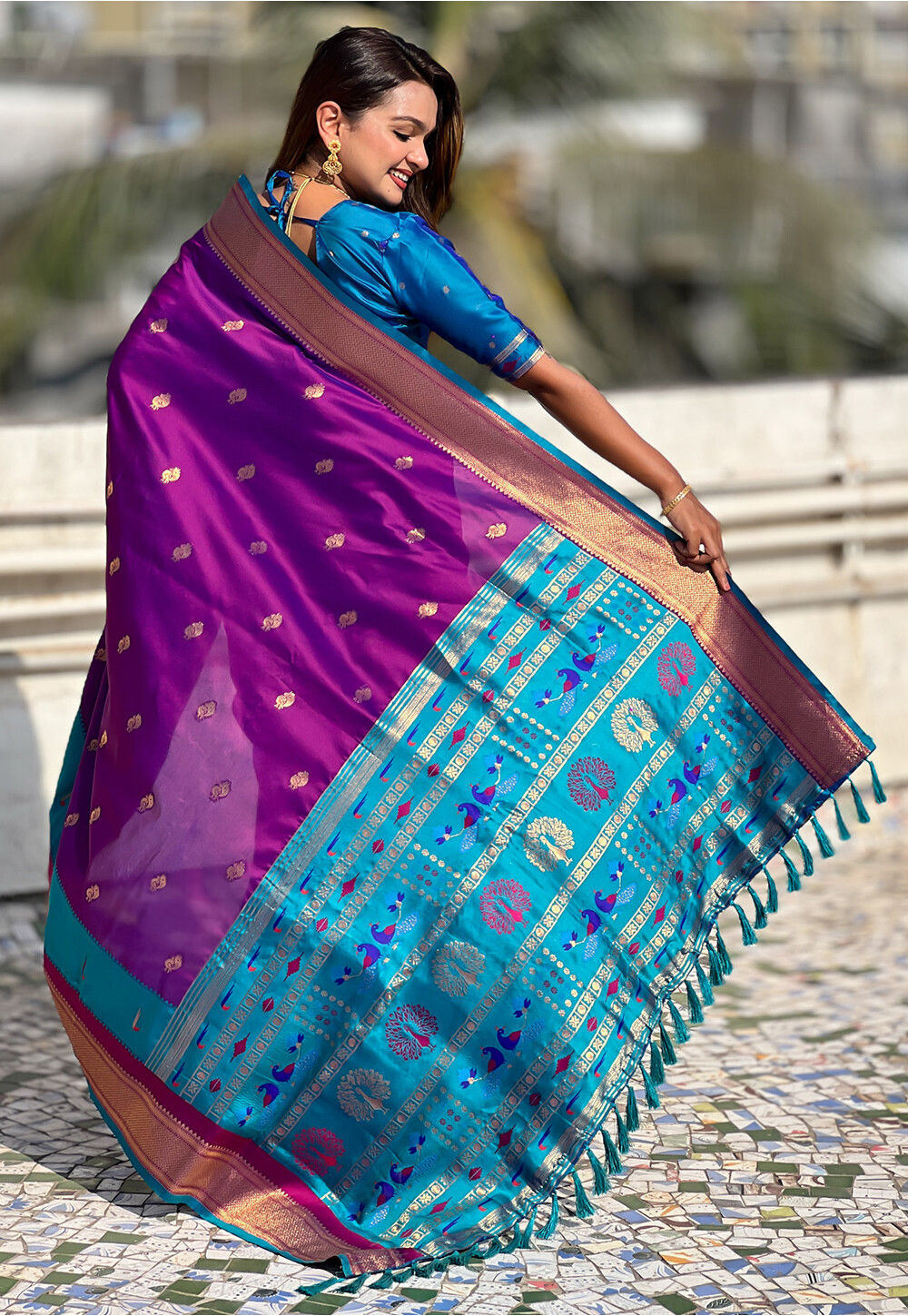 Buy Paithani Saree in Violet Online : SPF14526 - Utsav Fashion