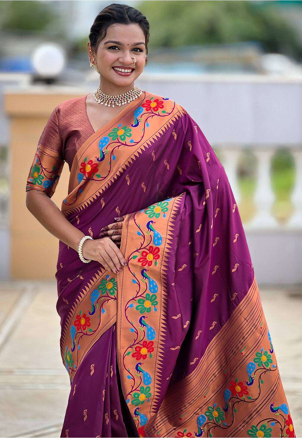 Buy Paithani Saree in Violet Online : SPF16220 - Utsav Fashion