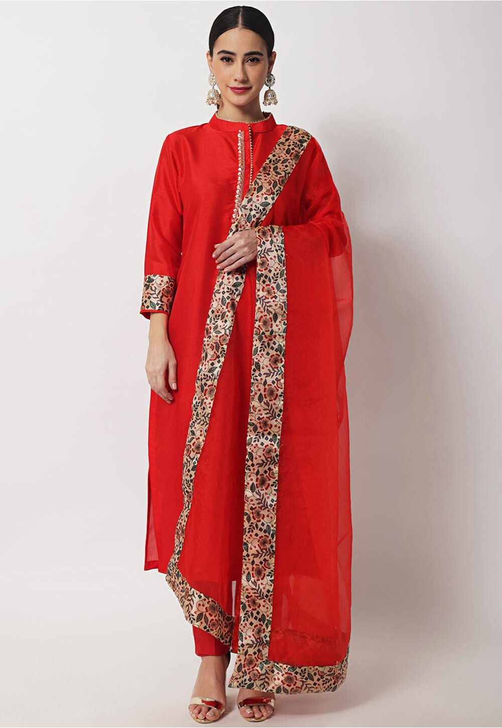 Buy Plain Art Silk Pakistani Suit in Red Online : KNV402 - Utsav Fashion
