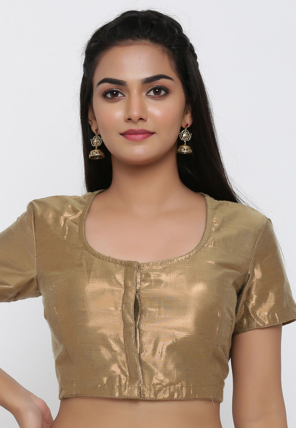 Buy Plain Art Silk Shimmer Blouse in Antique Online : UJN560 - Utsav ...