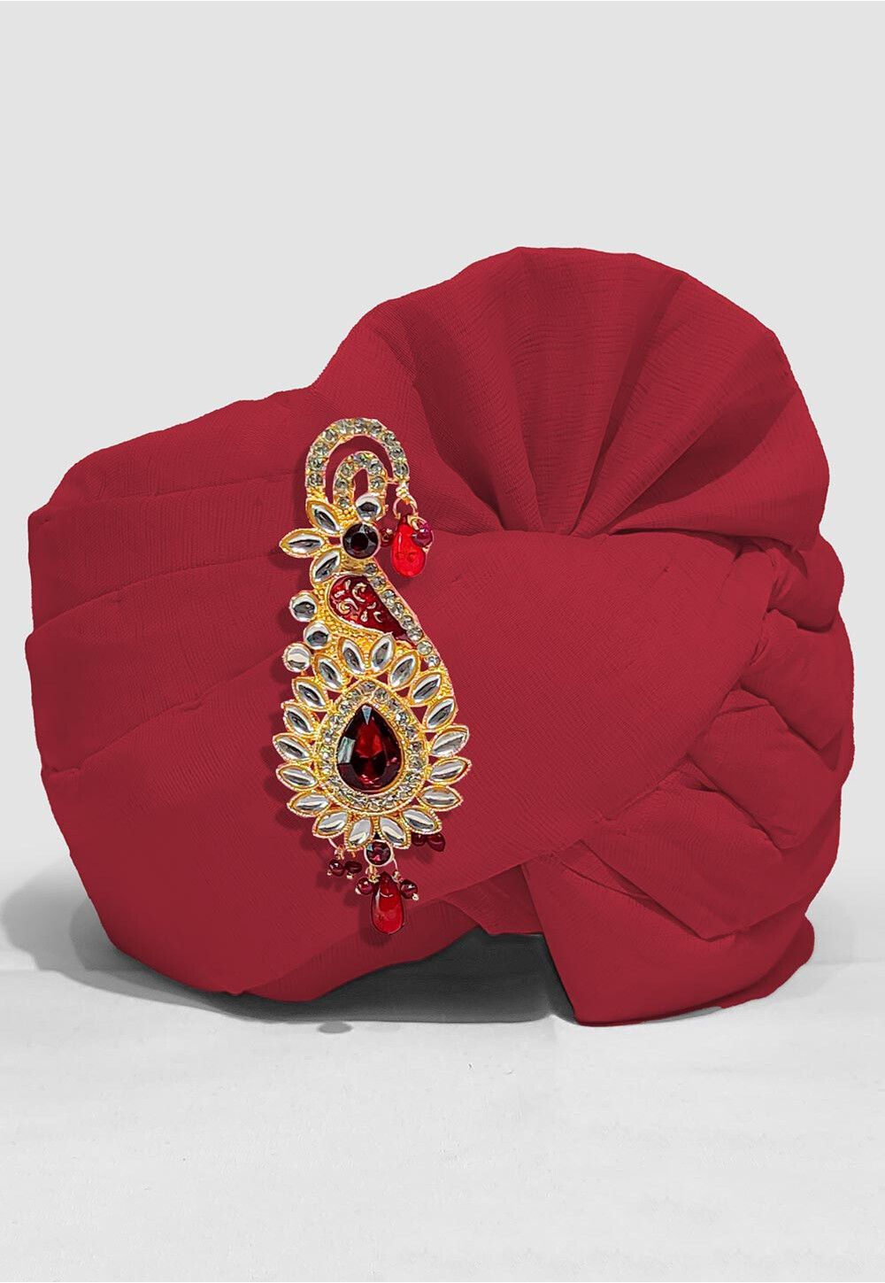 Buy Plain Chanderi Cotton Turban in Red Online : MTE1579 - Utsav Fashion