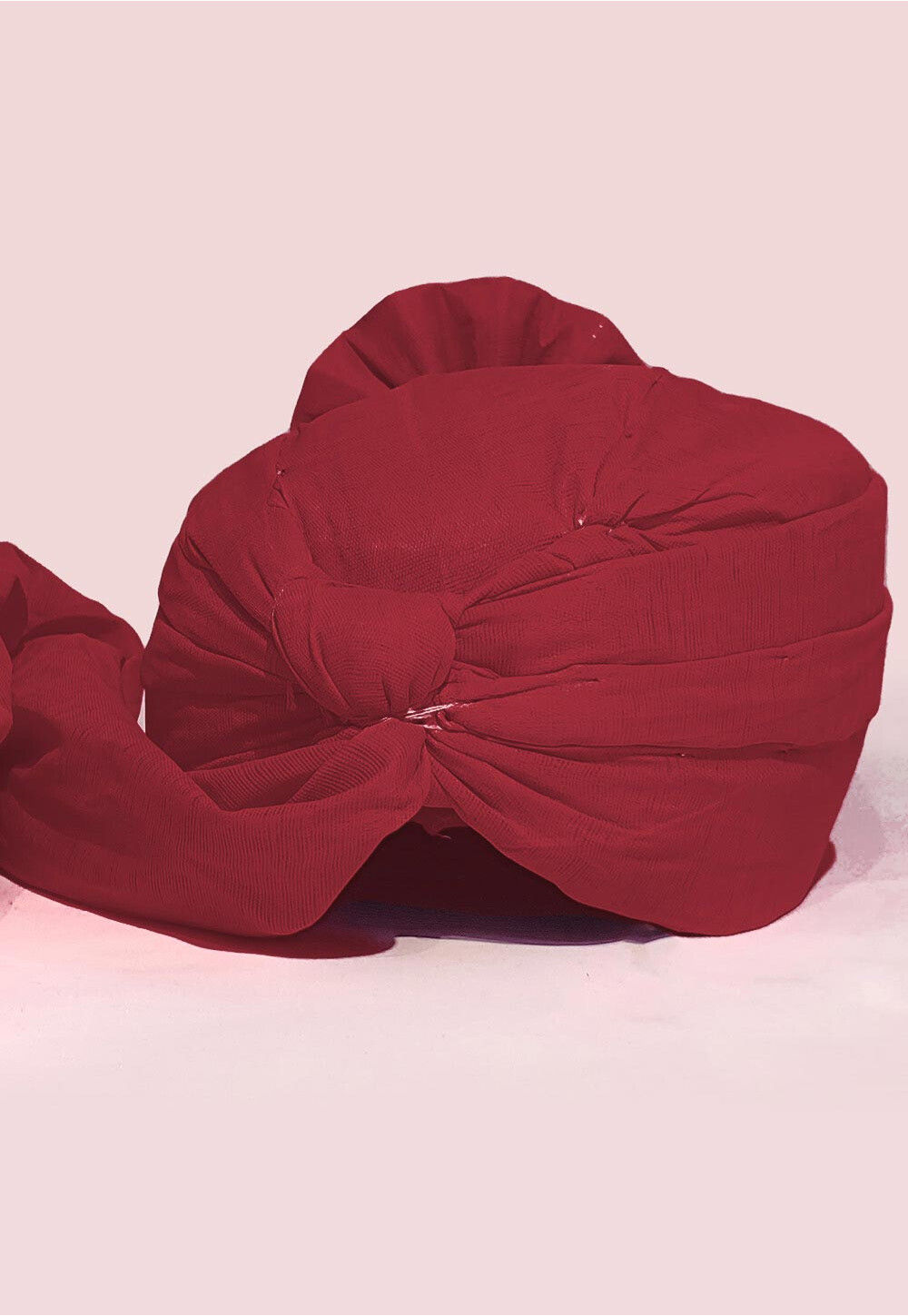 Plain Chanderi Cotton Turban in Red : MTE1581