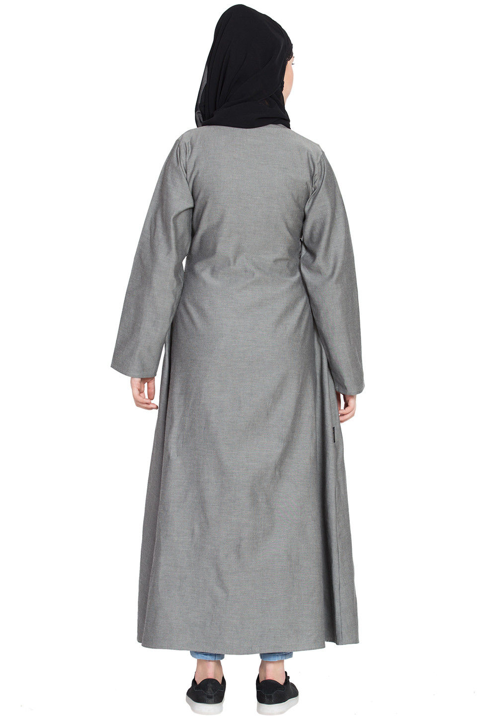 Buy Plain Denim Abaya in Grey Online : QRP338 - Utsav Fashion