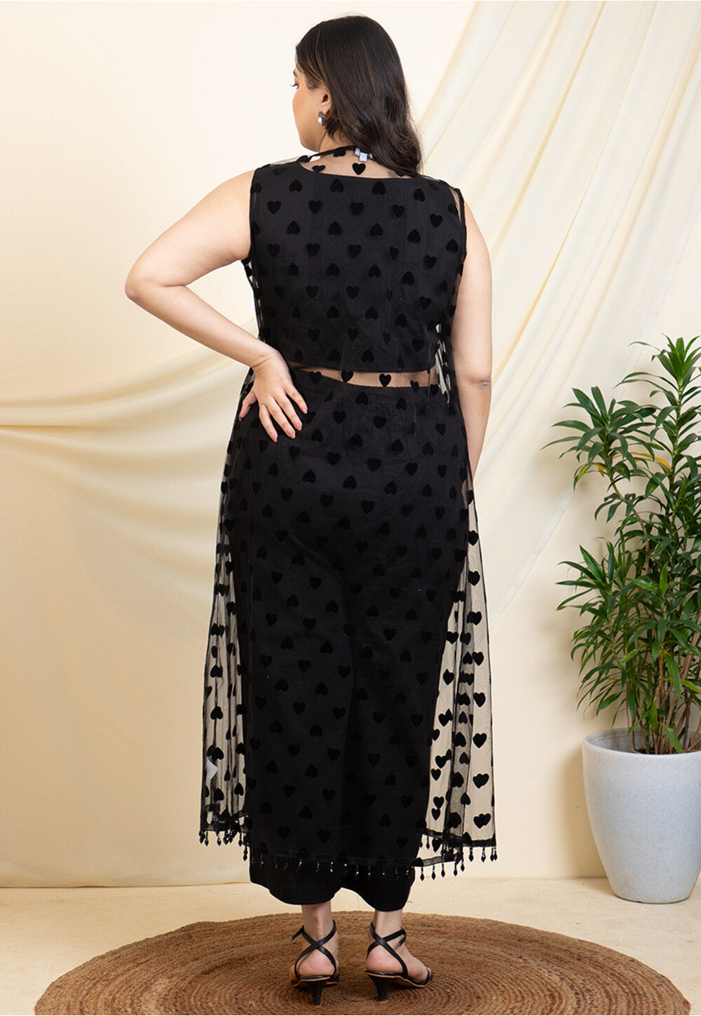 Buy Plain Viscose Lycra Crop Top Set in Black Online : TVX170 - Utsav ...